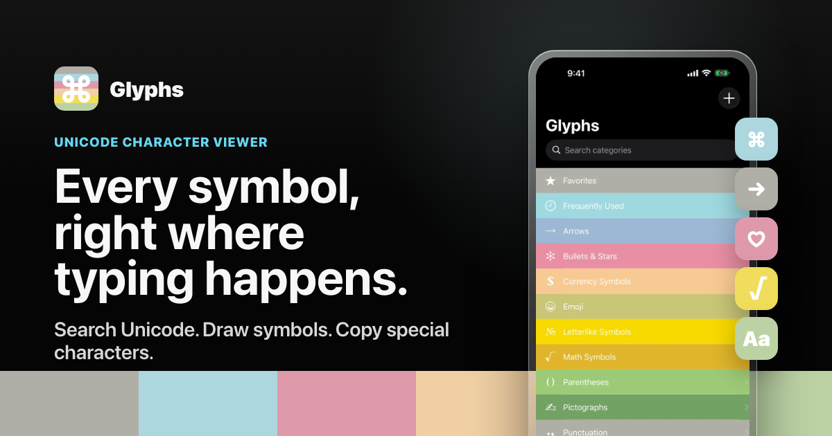Glyphs: Unicode Character Viewer for Symbols and Text Art